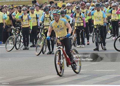 Thailand Crown Prince Maha Vajiralongkorn Cycles During The Cycling