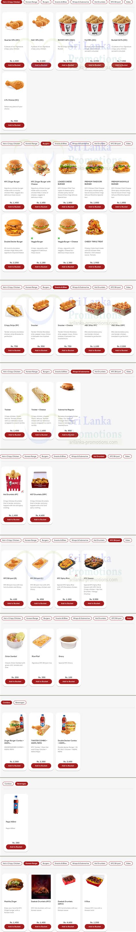 Kfc Sri Lanka Latest Menu And Prices As Of 9 July 2025