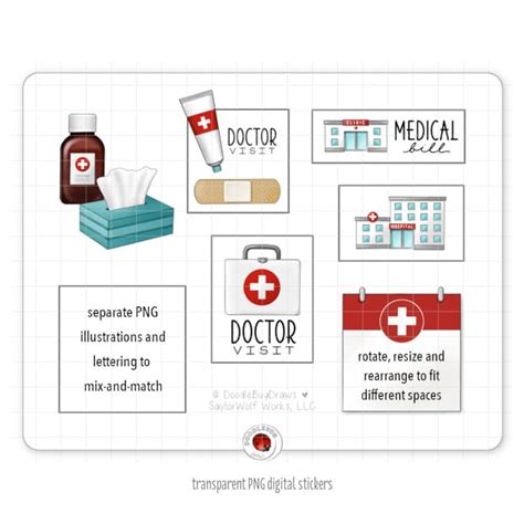 Healthcare Digital Planner Stickers Medical Png Goodnotes Cricut Pdf