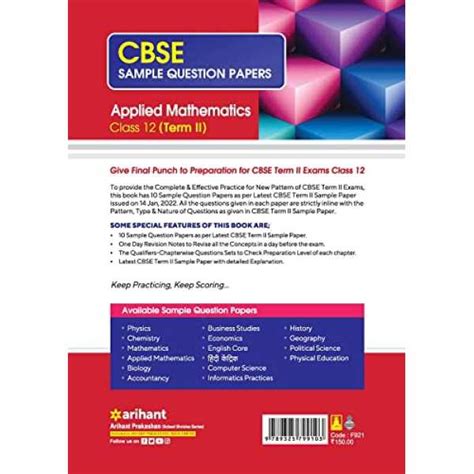Arihant CBSE Term Applied Mathematics Class Sample Question Papers As Per CBSE Term