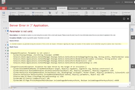 Content Editor Parameter Is Not Valid When Trying To Select Item Icon