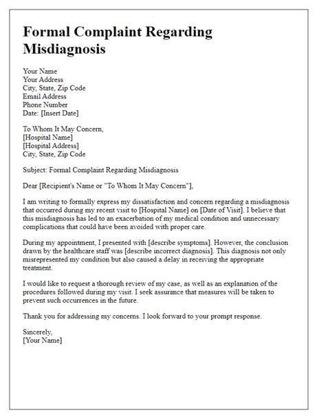 Letter Template For Formal Complaint To Hospital Administration Free