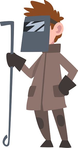 귀여운 아이 캐릭터 용접기 아이 미래 직업 벡터 일러스트로 강철에 대한 스톡 벡터 아트 및 기타 이미지 강철 건설 산업 공동체 Istock