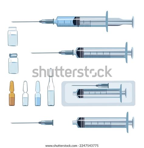 Vector Set Packed Syringe Empty Syringe Stock Vector Royalty Free 2247543775 Shutterstock