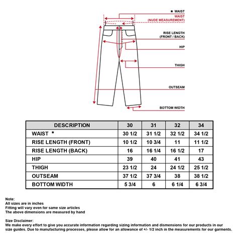 Size Chart Long Pants 305 Ss23c0878 01