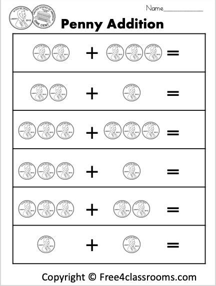 Free Penny Addition Worksheet Free4classrooms Free Math