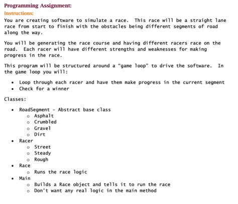 Programming Assignment Instructions You Are Chegg