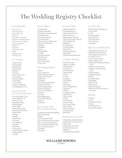 Wedding Registry Checklist Printable 60 Photos