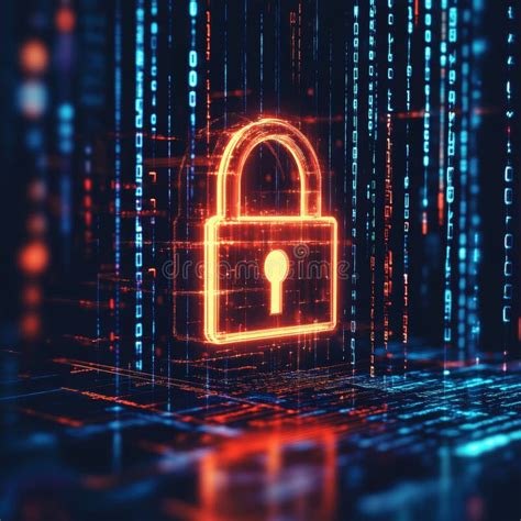 Digital Lock Icon In Cyber Space With Binary Data Background Stock Illustration Illustration