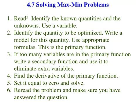 Ppt 47 Solving Max Min Problems Powerpoint Presentation Free