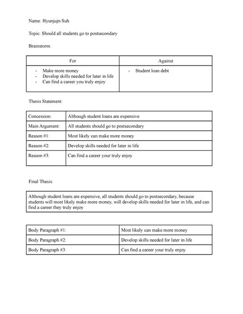 Persuasive Essay Thesis Statement Development Name Hyunjujn Suh