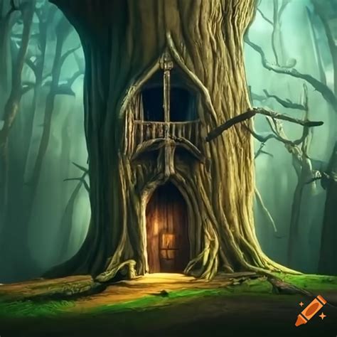 Medieval House Inside A Massive Tree On Craiyon