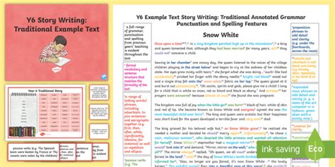 Y6 Story Writing Traditional Model Example Text