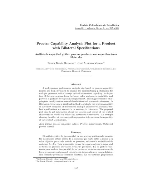 Pdf Process Capability Analysis Plot For A Product With Bilateral