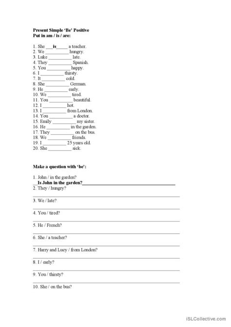 To Be Affirmative Negative Interr English Esl Worksheets Pdf And Doc