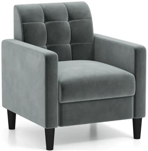 Hivvago Mid Century Modern Velvet Accent Chair With Tufted Back Grey By Mathis Home