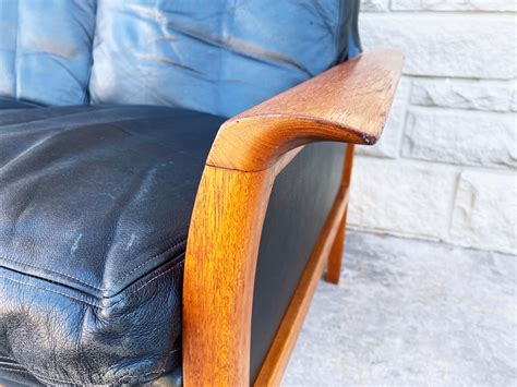 Vintage Teak And Leather 4 Seat Sofa By Knut Saeter For Vatne Mobler
