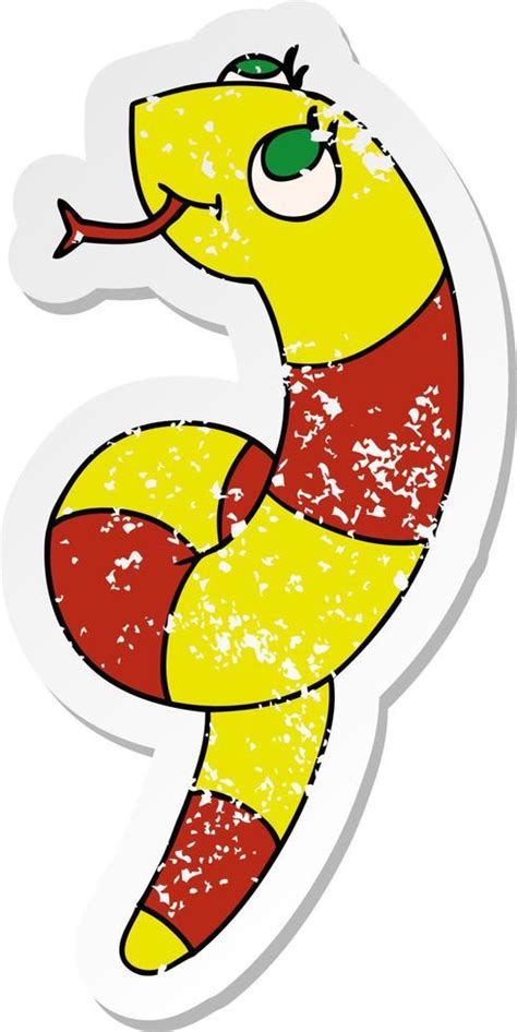 Distressed Sticker Cartoon Kawaii Of A Cute Snake 9597991 Vector Art At