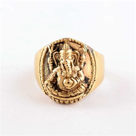 Lord Ganesha Ring Hindu Gold Ring Ganpati Jewelry Spiritual
