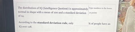 Solved The Distribution Of Iq Intelligence Quotient Is