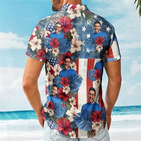 American Flag Tropical Independence Day Vintage Aloha Custom Photo