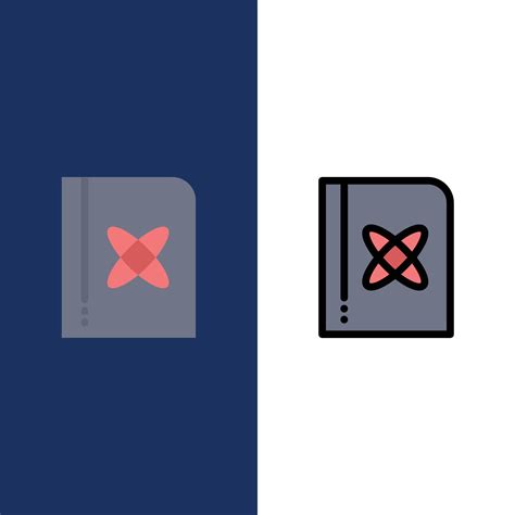 Book Formula Physics Science Icons Flat And Line Filled Icon Set Vector