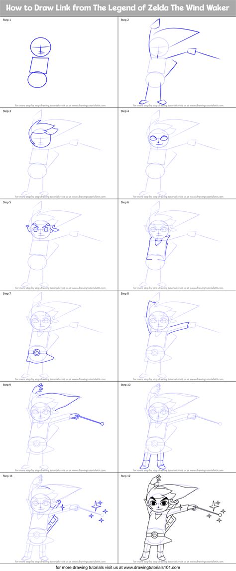 How To Draw Link From The Legend Of Zelda The Wind Waker The Legend Of