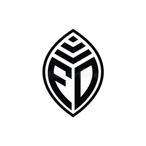 Fd Logo Monogram Leaf Shape Isolated Outline Design Template Stock