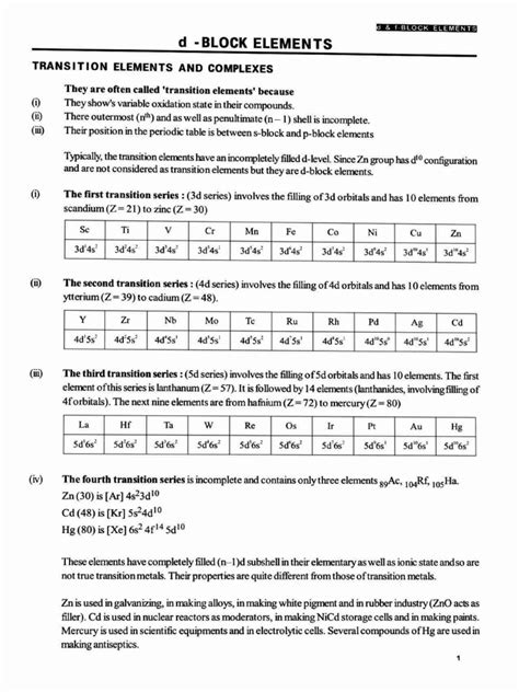 Transition Metals Pdf
