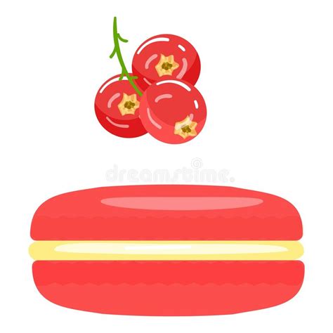 Red Berry Macaroon Icon Cartoon Vector French Cookie Stock Vector