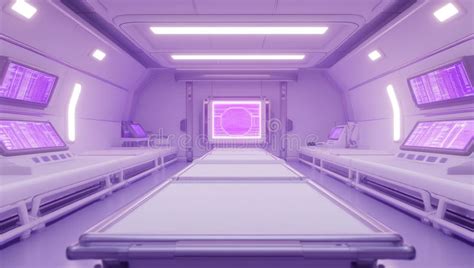 A Futuristic Sci Fi Laboratory Features Computer Workstations And