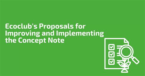Ecoclubs Proposals For Improving And Implementing The Concept Note