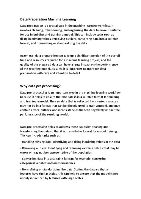 Data Preparation Machine Learning Data Preparation Machine Learning