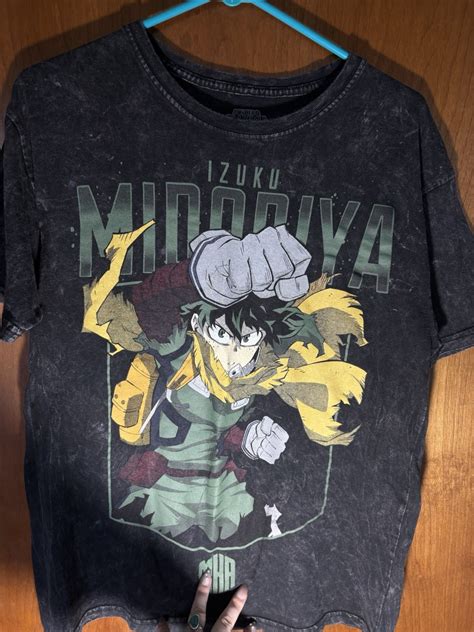Mens Izuku Midoriya My Hero Academia Acid Wash T Shirt Gem