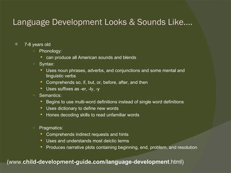 School Age Speech And Language Development Ppt