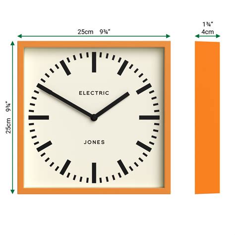 Jones Box Wall Clock In Orange 25cm Jones Clocks