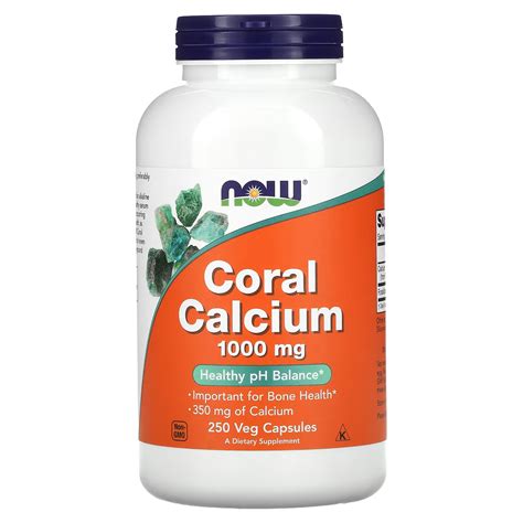 Кальций из кораллов Now Foods Coral calcium, 1000 мг, 250 растительных ...