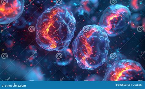 A Closeup Of An Endocrine Cell In The Process Of Synthesizing And