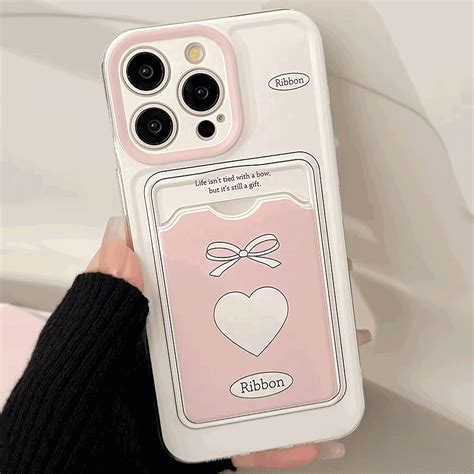 당일발송🚀귀여운 핑크 하트 리본 카드 아이폰 케이스 아이폰17 에어 16 15 14 플러스 13 12 11 프로 맥스 Xs Xr Se3 Se2 8 7 에이블리