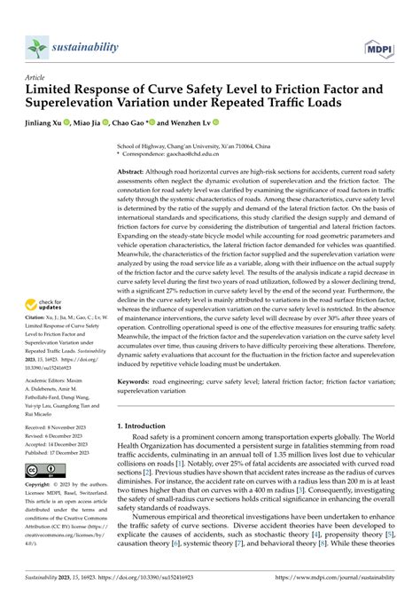 Pdf Limited Response Of Curve Safety Level To Friction Factor And
