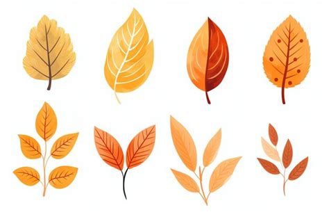 Premium Vector Autumn Leaf Clip Art Flat Shading