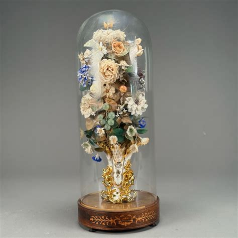 Lot 092 Victorian Floral Arrangement In Gilt Porcelain Cottage Vase