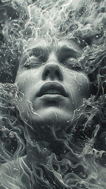 A Womans Face Is Reflected In A Water Premium Ai Generated Image
