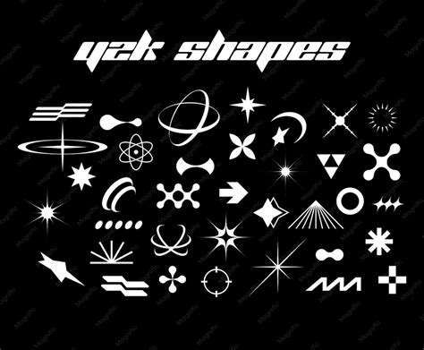 Premium Vector Retro Futuristic Elements Y2k Shapes Geometric Symbols