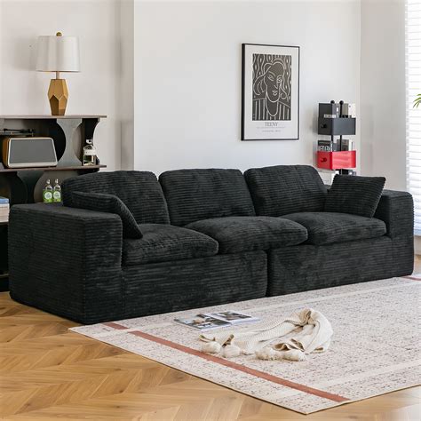 Yodolla Oversized Boneless Couch 110 Cloud Sectional Sofa Black