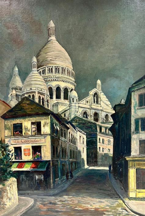 Georges F Michel 1940s French Signed Oil Sacre Coeur Montmartre