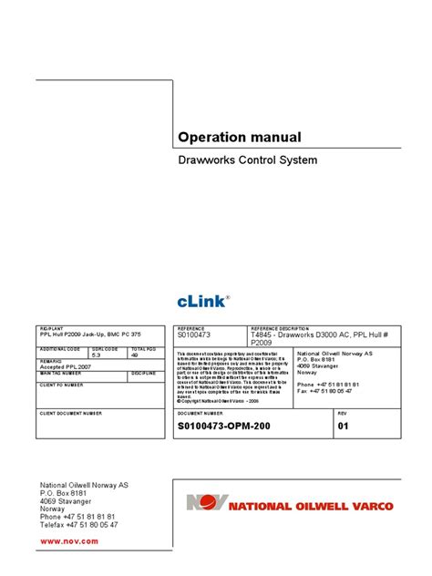 Operation Manual Drawworks Control System Pdf Brake Electric Motor