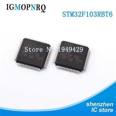 10pcs stm32f103rbt6 lqfp64 stm32f103 arm microcontroller mcu 32bit m3