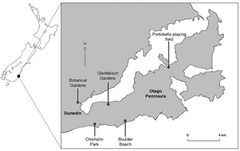 Map Of Dunedin And The Otago Peninsula S O U T H E R N N E W Zealand