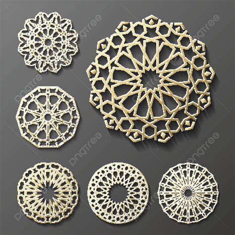 Islamic 3d Pattern Set With Arabic Symbols Muslim Design Islam Vector